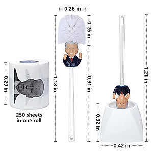 Joe Biden Toilet Paper and Brush With Holder | Funny Political Novelty Gag Gift | Make Your Friends and Family Laugh Out Loud | White Elephant Joke Gift