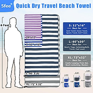 Sfee 2 in 1 Microfiber Beach Towel, Quick Dry Towel Camping Towel Travel Towel Super Absorbent Compact Lightweight Sports Towel Gym Towel Set for Beach, Gym, Hiking, Pool, Backpacking, Bath, Yoga