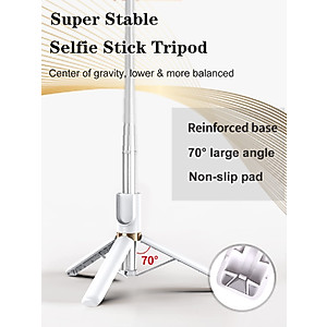 Selfie Stick Tripod with Wireless Remote, 46'' Cellphone Selfie Stick Tripod with LED Fill Light, for iPhone 16/15/14/14 pro/13/13 Pro/12/11/11 Pro/XS Max/XS/XR/X/8/7 and Android Smartphone(Upgrade)