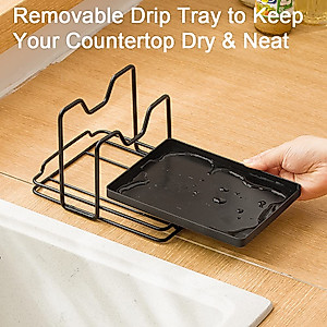 SUNFCON Cutting Board Rack Chopping Board Organizer and Pot Pan Lids Holder Spoon Rest Holder White