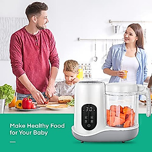 TLGREEN Baby Food Maker Steamer and Blender | Baby Puree Maker with Self Cleans | Baby Food Warmer Mills Machine | Auto Cooking & Grinding | Anti Waterproof Drying System | Touch Screen Control White