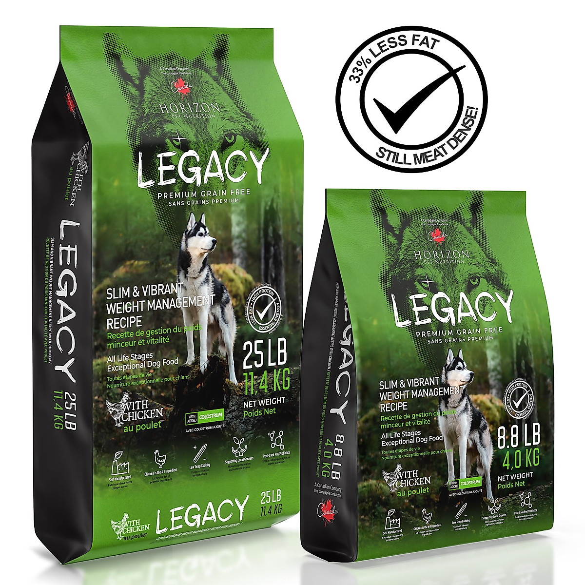 LEGACY All Life Stages Premium Grain-Free Dry Dog Food | Slim & Vibrant Weight Management | Chicken Recipe | 25lb