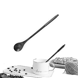 Handmade Wooden Long Handle Coffee Spoon Stirrer with Cable Tie, Retro Honey Jar Spoons Teaspoon Tea Stirring Spoon (2 Pack)