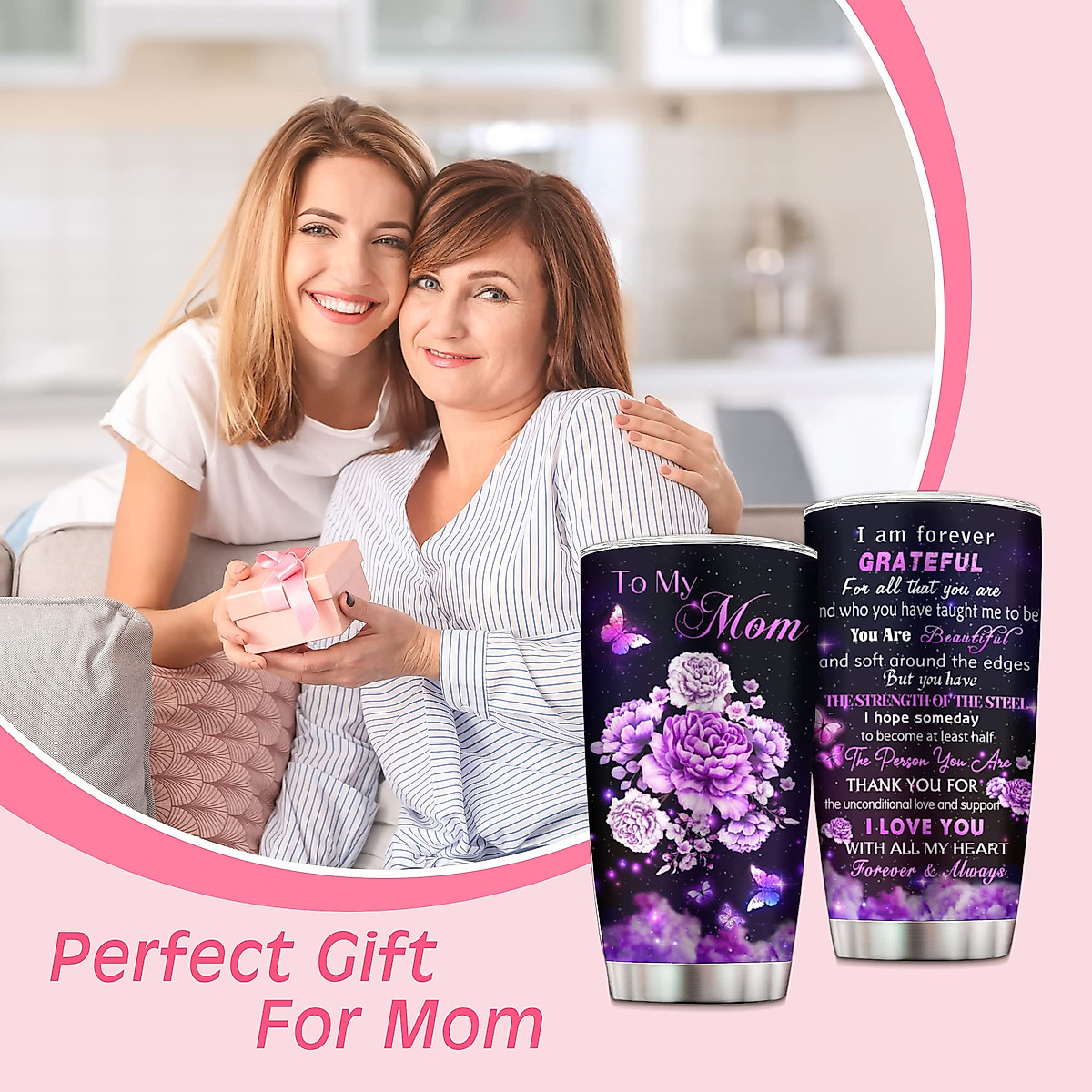 Gifts for Mom from Daughter, Son - Stainless Steel Tumbler 20oz Mom Gifts - Best Mom Gifts - Birthday Gifts for Mom, Mothers Day Gifts Valentines Gifts Christmas Gifts For Mom From Kid