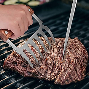 LEVINCHY Meat Claws Shredders Claws 2-Piece Set Meat Forks Meat Shredding Claws BBQ Grill Tools, Blade with Bottle Opener and Cutter, Large Wooden Handle