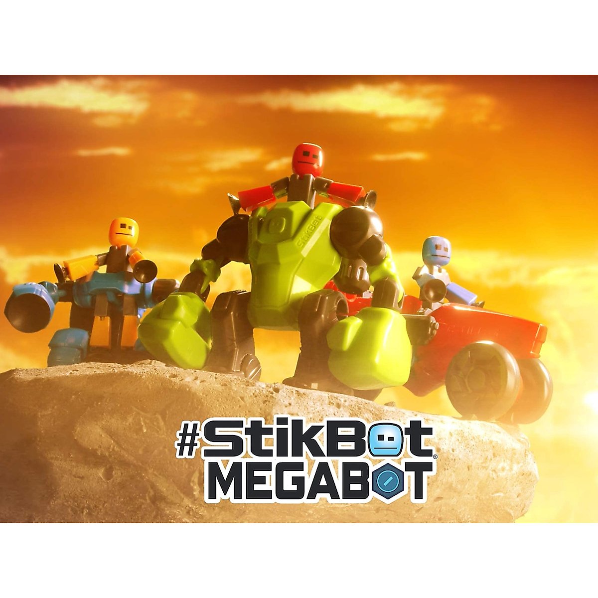 StikBot Zing Megabots 3 Pack, Complete Set of 3 Poseable Action Figures and Mega Vehicles, Turbo Cycle, Knockout and Avalanche
