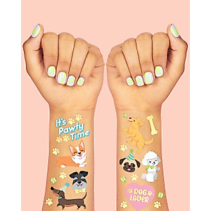 xo, Fetti Dog Temporary Tattoos for Kids - 44 Glitter Styles | Animal Birthday Supplies, Pet Lover Party Favors, Woof Arts and Crafts