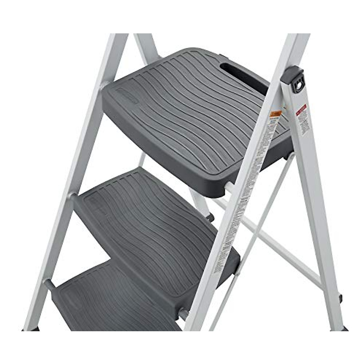 Rubbermaid 3-Step Steel Ladder, Folding Step Stool with Hand Grip and Non-Slip Feet, White, Tested to ANSI US Safety Standards, No Assembly Required (Amazon Exclusive)