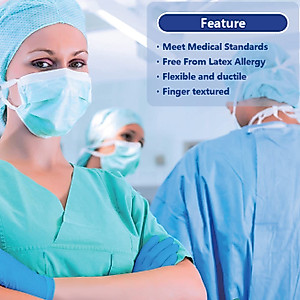 Safe Health Nitrile Exam Disposable Gloves, Latex Free, Powder Free, Blue, Box of 100, Large, Textured, 3.5 mil, Medical Grade, Food, Tattoo, Nursing, Cleaning, School