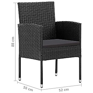 qiangxing 3 Piece Patio Dining Set Outdoor Patio Dining Set Outdoor Patio Furniture Patio Set Patio Table and Chairs Set Black 3067740