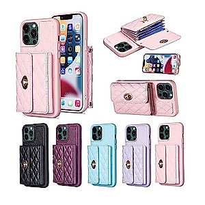 WATSKY Suitable for iPhone 14Pro Mobile Phone case, Card case, Organ Card case Leather case Light Purple