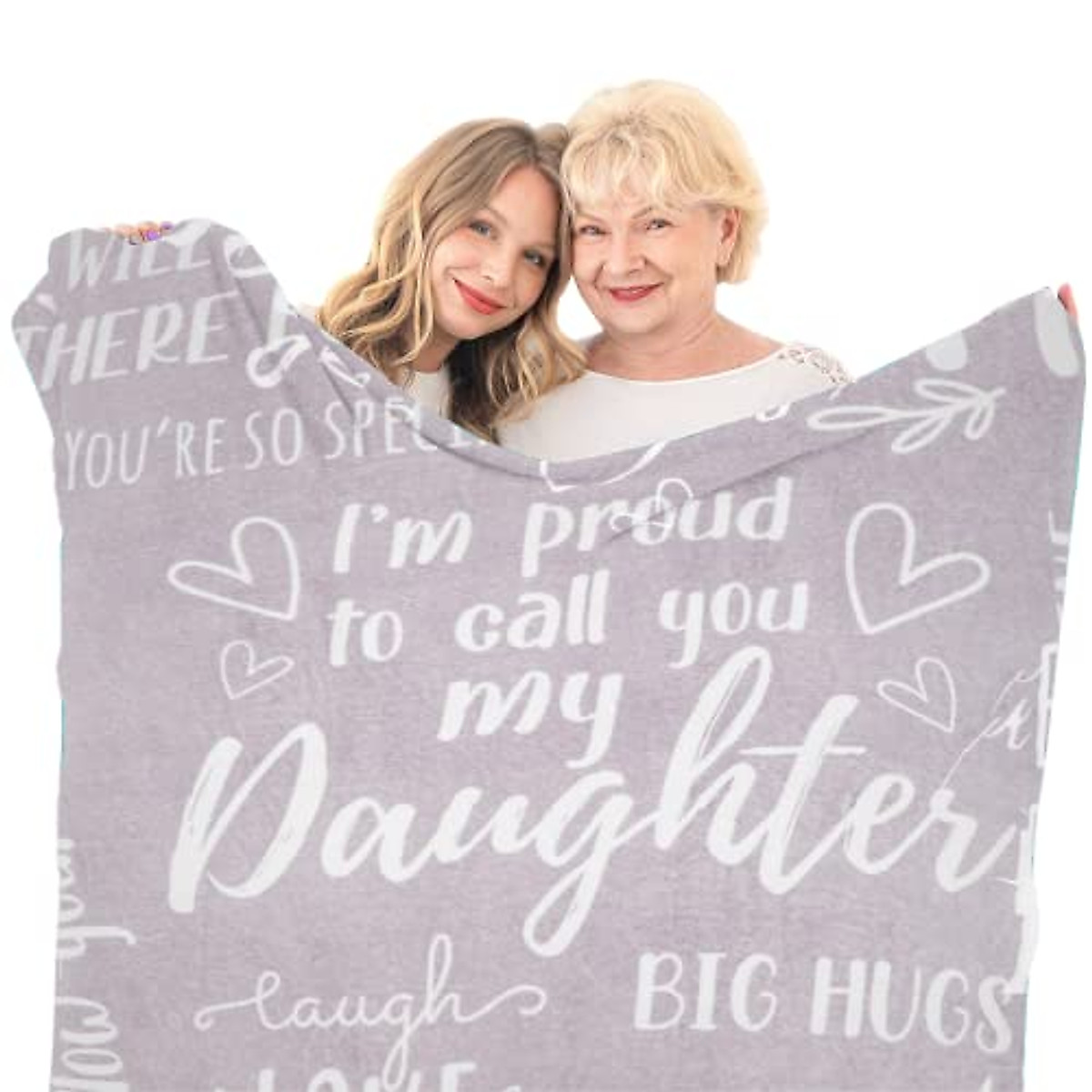 EasyFluffy Daughter Fleece Blanket from Mom or Dad – Pure Fleece Throw Blankets – Versatile Outside Light Throw Blankets – to My Daughter Fleece Blanket – Inspirational Message, 50" x 60" (Lilac)
