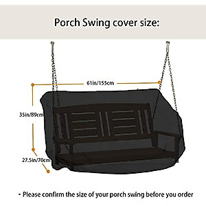 Eioflia Hanging Porch Swing Cover Waterproof Outdoor Swing Cover Patio Furniture Cover,Patio Swing Cover, Canopy Cover Hanging Swing Hammock, Black, 155 * 70 Cm/ 61.02 * 27.56''