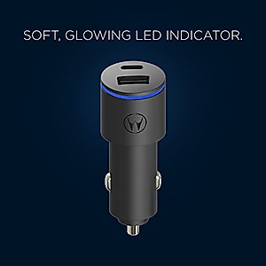 Motorola TurboPower Share Car Charger- 45W Dual Port USB-A, USB-C Output w/ 6.6ft Type C Cable for Moto G Power, Stylus, Pure, Play, Edge, Edge+, One 5G UW Ace, ThinkPhone