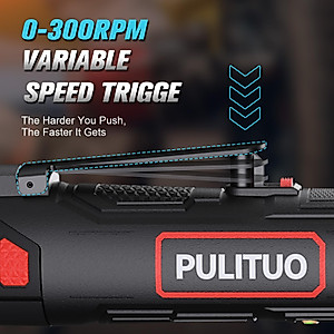 PULITUO Cordless Electric Ratchet Wrench 3/8"，12V Power Ratchet Wrench Tool, 40 Ft.Lbs, 300RPM, Power Ratchet Driver, Include Lithium-Ion Battery and Charger