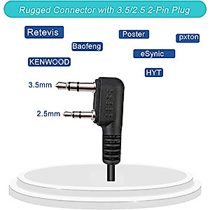 Retevis Volume Adjustable Earhook Two Way Radio Earpiece with Mic, Coil Tube, Compatible RT22 RT21 H-777 RT68 RT22S RB29 pxton Kenwood 2 Way Radios, 2 Pin Walkie Talkie Earpiece(6 Pack)