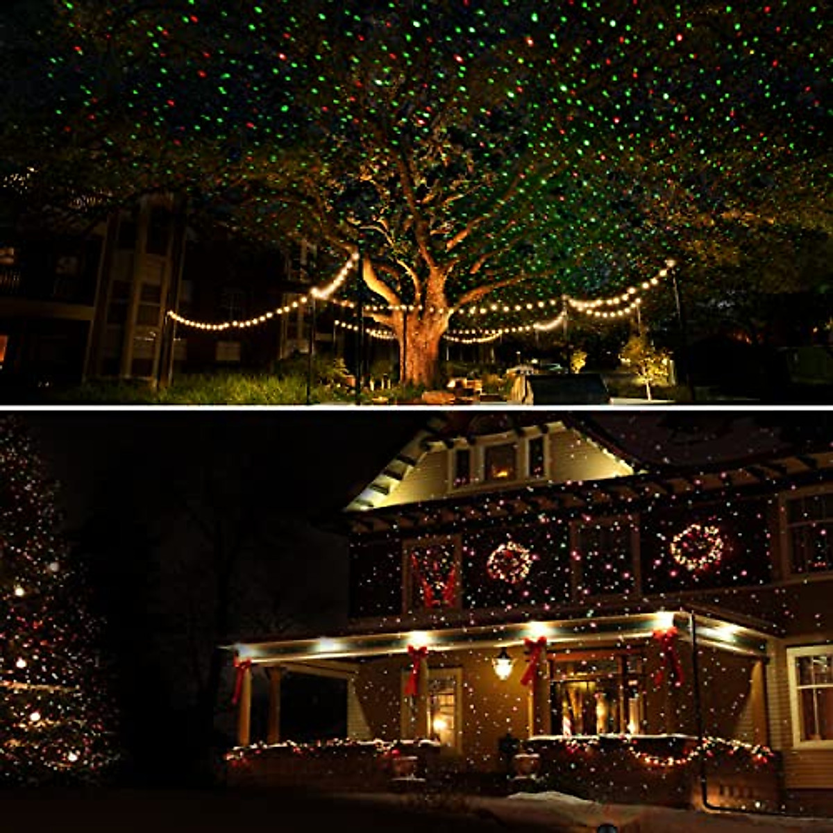 O'Black Outdoor Motion Laser Lights Projector (Green & red Stars) for Party As Seen on TV, Star Pattern Beam Holiday Lighting House Wall Bar KaraOK Wedding Birthday Valentines Party