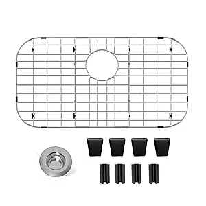 Sink Protectors for Kitchen Sink 26" x14", Stainless Steel Sink Protector with Rear Drain Hole Sink Rack for Bottom of Sink with Sink Strainers (Separable, 26" x 14", Rear Drain)