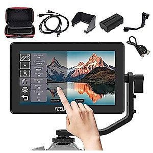 FEELWORLD F6 Plus+Battery + Charger +Carrying Case 5.5 inch Touch Screen DSLR Camera Field Monitor with HDR 3D LUT Small Full HD 1920x1080 Support 4K Input Output