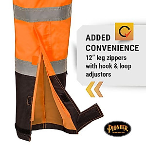 Pioneer Ripstop High Visibility Bib Pant - Safety Rain Gear – Hi Vis, Waterproof, Reflective, Work Overalls for Men – Orange, Yellow/Green