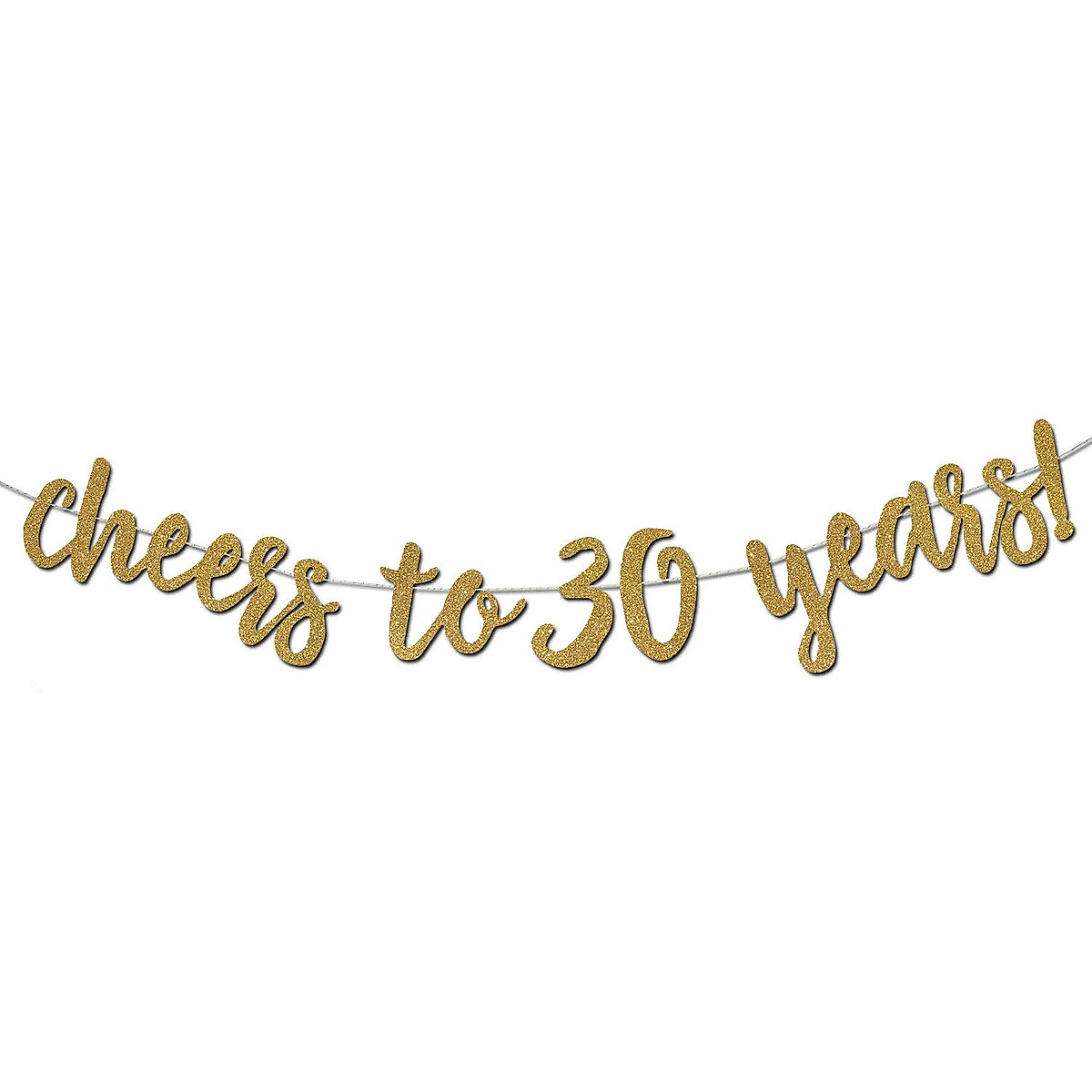 Cheers to 30 Years Banner - Premium Gold Glitter Cardstock Paper - Larger Text for Better Visibility - Perfect Decoration for 30th Birthday Party Celebration