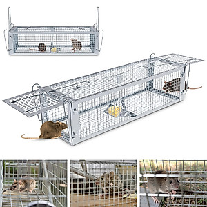Humane Rat Trap, Large 2-Door Mouse Traps That Work for Indoor Home and Outdoor, Small Rodent Chipmunk Squirrel Trap and Other Live Animal Cage Catch and Release
