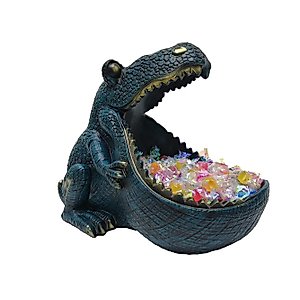 CUZOKOLA Dinosaur Statue Big Funny Unique Candy Bowl for Office Desk Animal Candy Dish for Office Desk Decor and Key Bowl for Entryway Table and Blue Playful Teal Candy Bowls Decorative Home Decor