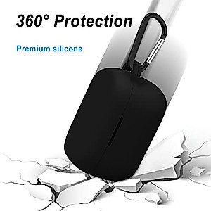 Geiomoo Silicone Carrying Cover Compatible with Sennheiser CX 400BT, Portable Shockproof Case with Carabiner (Black)