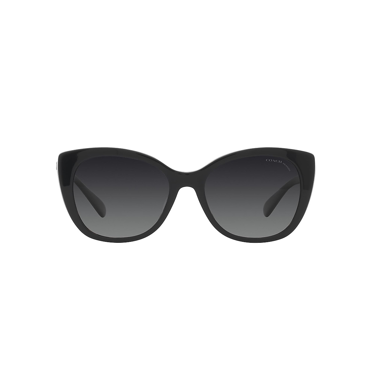 Coach HC8365U Universal Fit Sunglasses, Black/Dark Tortoise/Grey Gradient Polarized, 55 mm