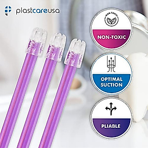 1000 Dental Saliva Ejectors Disposable - Medical Grade Latex Free Evacuation Suction Tips - Flexible Purple Tube with Purple Tip in (10 Bags of 100) by PlastCare USA