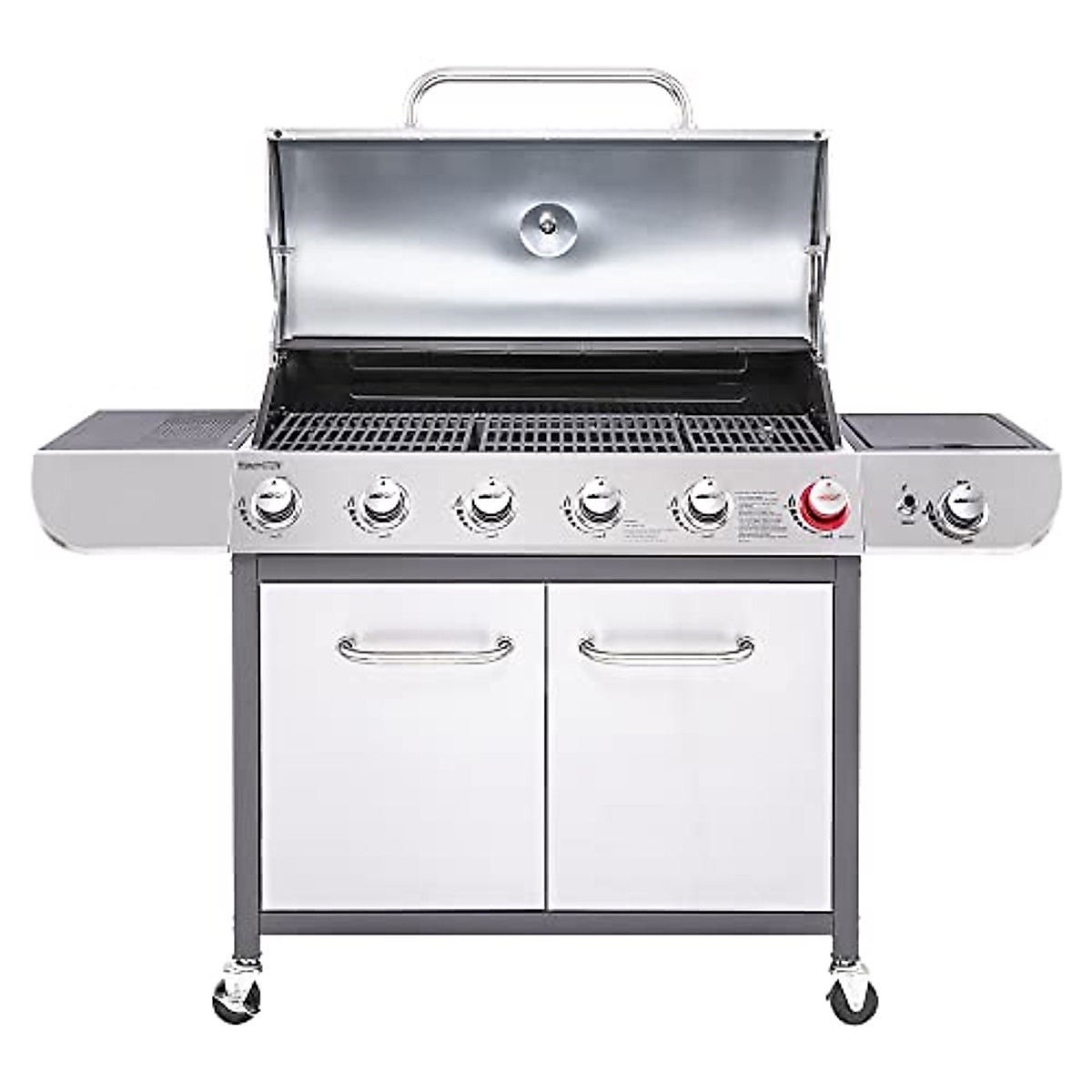 Royal Gourmet US-SG6002R 6 BBQ Liquid Propane Grill with Sear and Side Burners, 71,000 BTU Cabinet Style Stainless Steel Gas Griller, Silver