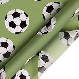 PAPER FAIR 60 Sheet Soccer Pattern Tissue Paper 20 x 20in Green White Black Football Art Gift Wrapping Paper DIY Craft Art Paper for Baby Shower Birthday Party Gift Packing