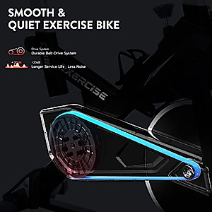 Exercise Bike, Magnetic Stationary Bike for Indoor Cycling (Upgraded Version), Cycle Bike w/ 360° Rotate Ipad Holder for Home Gym, Silent Belt Drive Indoor Bike w/ Comfortable Seat Cushion, 350 lbs Weight Capacity