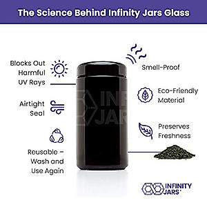 Infinity Jars 500 ml (17 fl oz) Tall Large Black Ultraviolet Glass Wide Mouth Screw Top Jar (1)