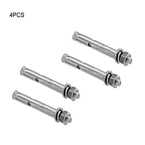 MroMax M8x80mm 304 Stainless Steel Expansion Bolts Hex Nuts Sleeve Anchor Fastener for Fence Home Installation Air Conditioning 4pcs