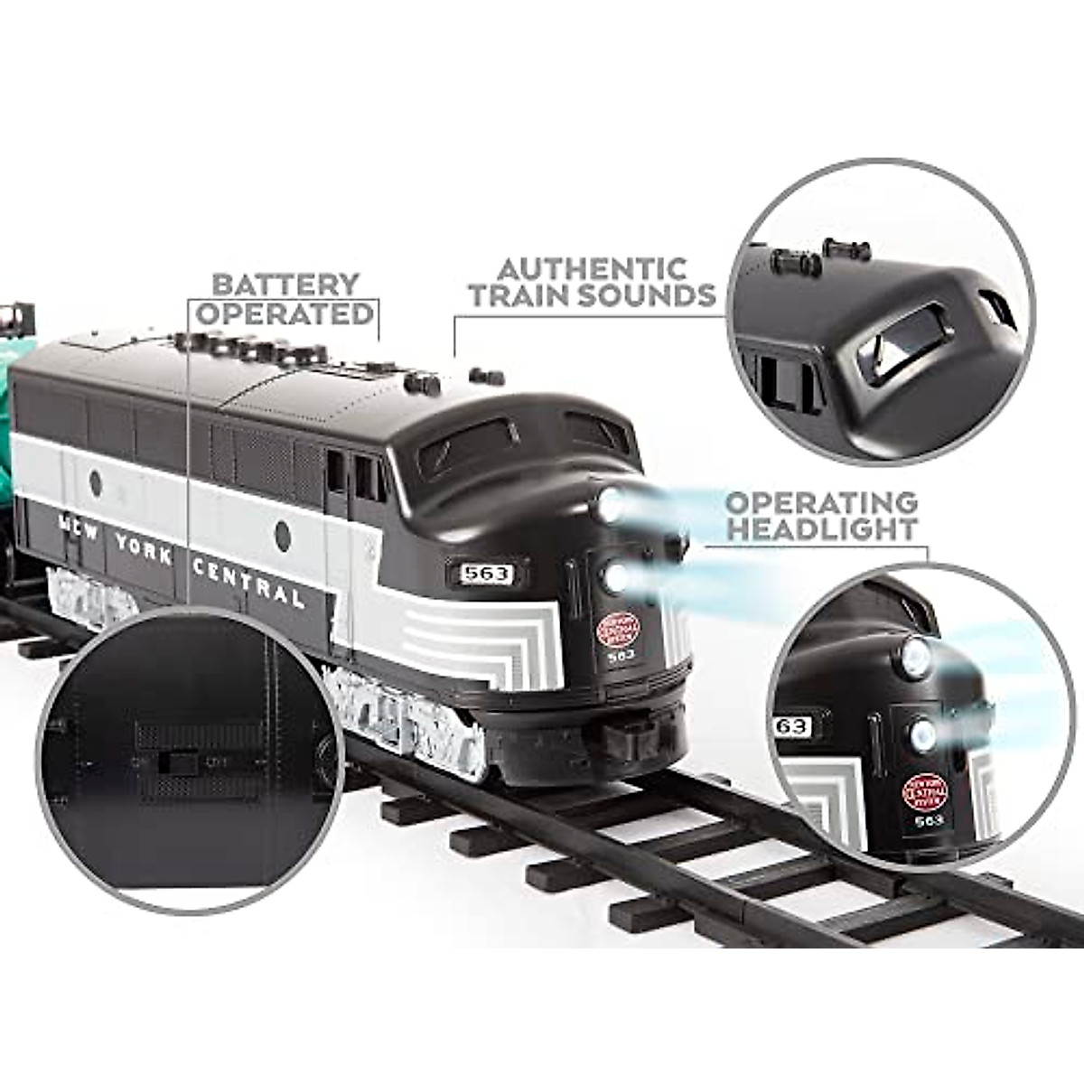 Lionel New York Central Ready-to-Play Set, Battery Powered Model Train Set with Remote