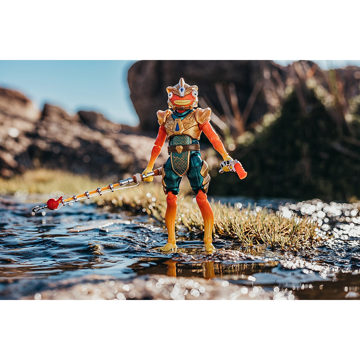 Fortnite Legendary Series Atlantean Fishstick, 6-inch Figure with Harvesting Tools, Weapon, Back Bling, Interchangeable Faces. Other Styles Include Blackheart, Scuba Jonesy, Scratch, and More