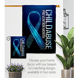 Breeze Decor Prevention Child Abuse Garden Flag Set Wood Dowel Support Awareness Inspirational Survivor Ribbon Cancer Autism Breast BLM House Banner Small Yard Gift Double-Sided, Made in USA