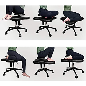 H-A Meditation Chair, Home Office Desk Chair, Cross Legged Kneeling Chair,Flexible Design for Fidgety Sitters, Black, 23D x 26W x 23H in
