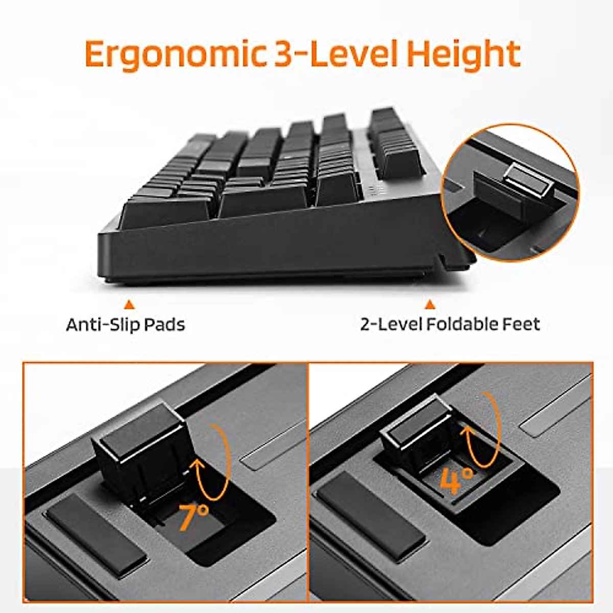 LTC NB1041 Nimbleback Wired Mechanical Keyboard, Hot-Swappable 104Keys RGB Backlit Gaming Keyboard, Red Switch/Black
