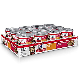 Hill's Science Diet Wet Cat Food, Adult, Light, Liver & Chicken Recipe, 2.9 oz Cans, 24 Pack