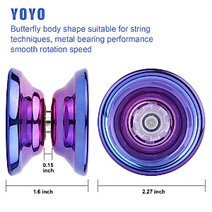 LUOMAJA Professional Unresponsive Yoyo Ball - Miraculous Metal Yo Yo Magic for Kids Beginner with 10 String Pack + 2 Dragon Finger Gloves for Beginner & Professional (JD306)