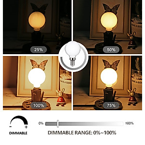 6 Pack G16.5 LED Ceiling Fan Light Bulbs, Dimmable LED Candelabra Bulb 4.5W Equivalent to 60W 500LM, E12 Chandelier LED Globe Bulbs for Chandelier,Vanity and Ceiling Fan Light Bulbs Milky Glass 2700K