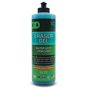 3D Eraser Gel Hard Water Spot Remover - 16 oz. - Hard Water Stain Remover for Cars, Glass, and Paint - All Natural Shower Door Cleaner - Cleans Mirrors, Windows, Chrome Surfaces, and More