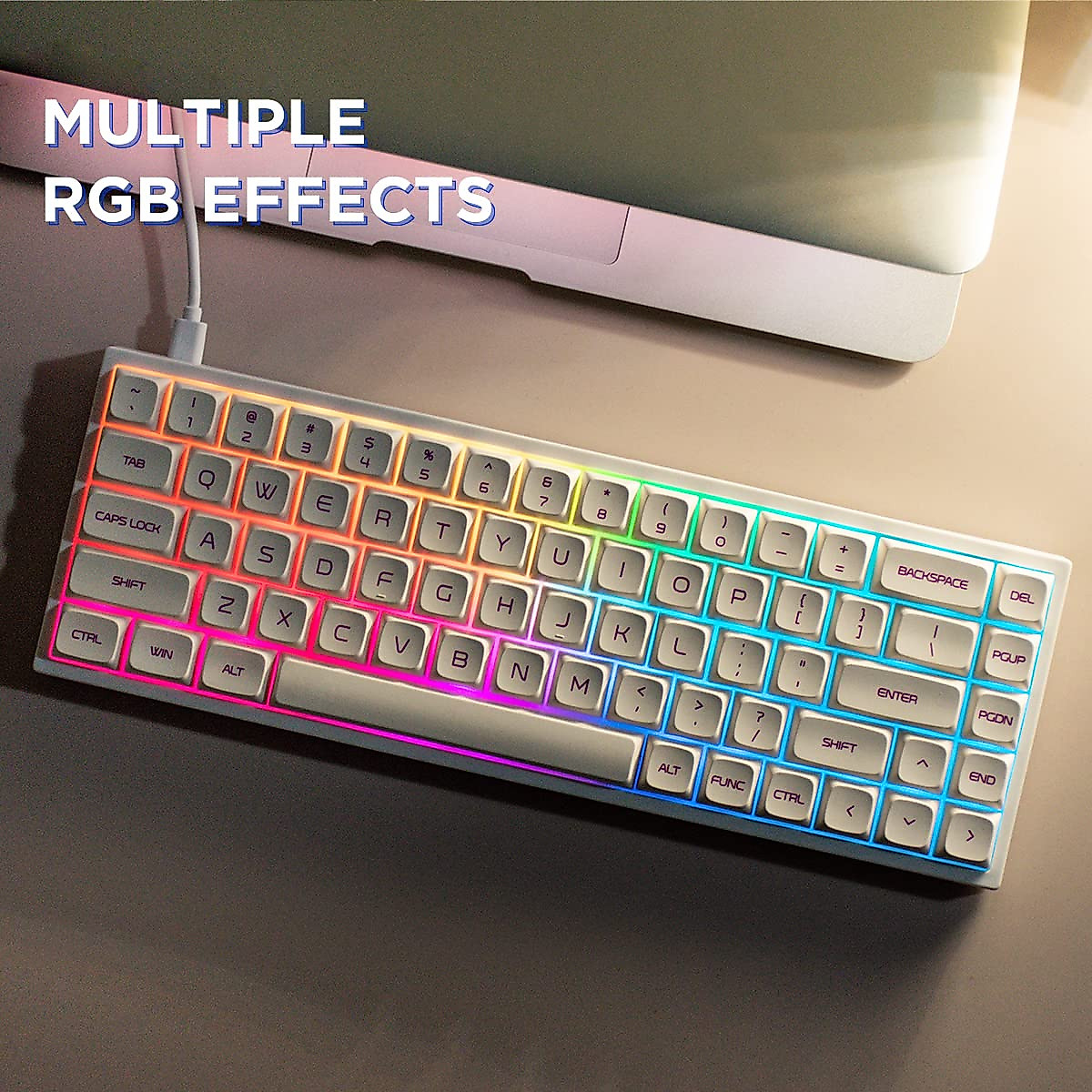 YUNZII KC68 Hot Swappable Mechanical Keyboard 68-Key Gaming Keyboard with NKRO, RGB Backlit for Mac/Win/Gamers (Gateron Black Switch, Lavender)