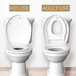 R&T Round Toilet Seat with Built in Potty Training Seat, Slow Close Toddler Seat Fits both Adult and Child, Easy To Install & Clean