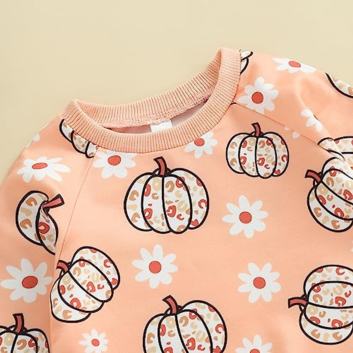 mdnhsb Toddler Baby Girl Clothes Flower Pumpkin Print Sweatshirts Elastic Waist Long Pants Sets Halloween Outfits (A-Orange, 12-18 Months)