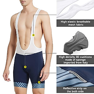Santic Mens Cycling Bib Shorts Padded Cycle Bib Tights Mens Padded Biking Shorts Breathable Lightweight Navy L