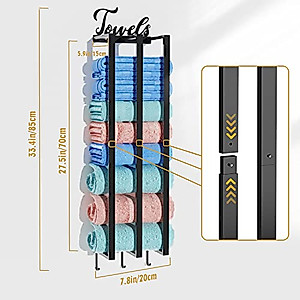 Towel Racks for Bathroom, Bathroom Towel-Rack, Nonkky New Upgrade 3 Bar Bathroom Towel Holder, Wall Towel Rack for Rolled Towels, Towel Rack Wall Mounted for Small Space Bathroom Towel Storage, Black