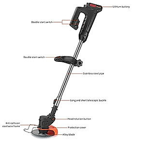 Weed Wacker Battery Powered ，Electric Weed Wacker 21v Cordless Weed Eater with Battery and Charger for Weed-Wacking Grass and Yard